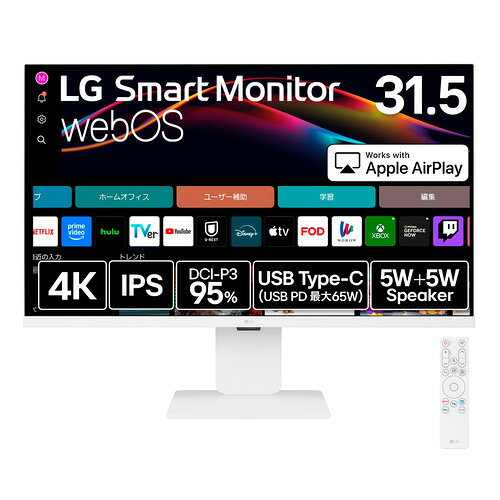 LGエレクトロニクス 32U830SA-W 31.5型 4K IPS 液晶モニター ノングレア DCI-P3 95% HDR10 5W+5W スピーカー ホワイト発売日：2025年9月18日●仕事も、遊びも、この1台【高精細な映像を美しく再...