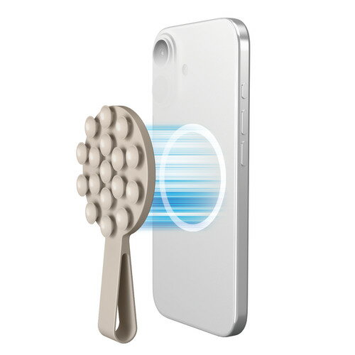 エレコム P-TKPTMAGB01BG スマホホルダー 吸盤 MagSafe対応 iPhone用 落下防止バンド付 コンパクト TakoPita ベージュ 発売日：2025年10月4日●日常の“ながらスマホ”をより便利に!壁や鏡、窓ガラスな...