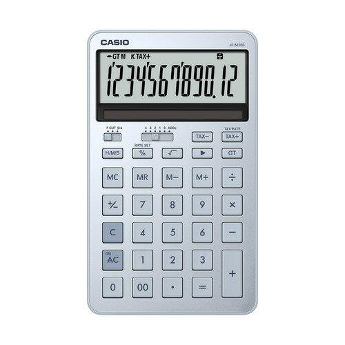 カシオ計算機 JF-M200-BU-N デザイン電卓 ジャスト型スタイリッシュ 12桁表示 税計算機能あり ブルー発売日：2025年12月11日●シンプル＆スリムで端正な装いに：直線的なラインで構成されたフォルムが知性を感じる引き締まった印...