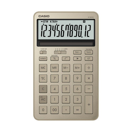 カシオ計算機 JF-M200-GD-N デザイン電卓 ジャスト型スタイリッシュ 12桁表示 税計算機能あり ゴールド発売日：2025年12月11日●シンプル＆スリムで端正な装いに：直線的なラインで構成されたフォルムが知性を感じる引き締まった...