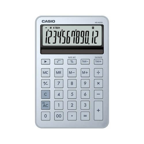 カシオ計算機 MS-M200-BU-N デザイン電卓 ミニジャスト型スタイリッシュ 12桁表示 税計算機能あり ブルー発売日：2025年12月11日●シンプル＆スリムで端正な装いに：直線的なラインで構成されたフォルムが知性を感じる引き締まっ...