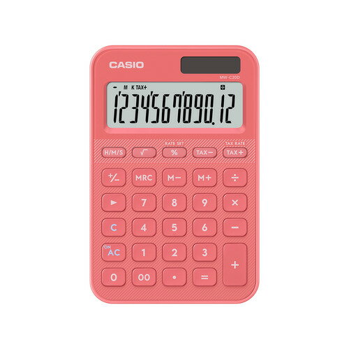 カシオ計算機 MW-C20D-CL-N デザイン電卓 ミニジャスト型カラフル 12桁表示 税計算機能あり コーラル発売日：2025年12月11日●ラウンドフォルムで親しみやすく：角に丸みを持たせた優しいシルエット。カラーを引き立てて、デスク...