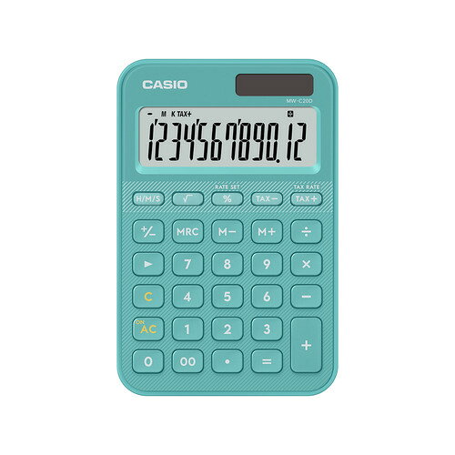 カシオ計算機 MW-C20D-TU-N デザイン電卓 ミニジャスト型カラフル 12桁表示 税計算機能あり ターコイズ発売日：2025年12月11日●ラウンドフォルムで親しみやすく：角に丸みを持たせた優しいシルエット。カラーを引き立てて、デス...