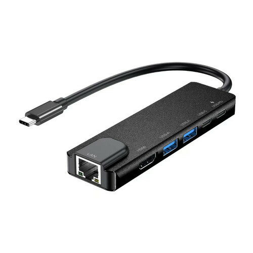 AXELTECH AXDST01BK 6in1ドッキングステーション USB Type-C接続 Windows Mac対応 ブラック●ネットワークも映像出力も充電もまとめて拡張PCやスマートフォン、タブレットに挿すだけで使えるType-C接...
