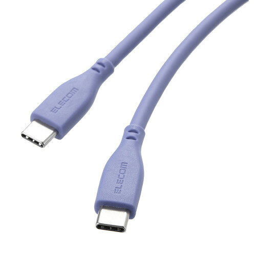 エレコム MS-CC5PSS20PU Type-Cケーブル 2m PD100W Type-C to Type-C 急速充電 シリコン 柔らかく絡まりにくい バイオレット ●スマートフォンもパソコンも、これ一本で高速充電!USB Power ...