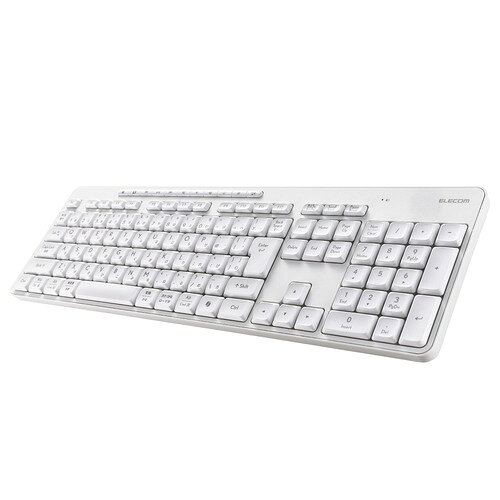 エレコム TK-QT11FDMWH ワイヤレスキーボード 静音 テンキー付き 2.4GHz USBレシーバー(USB-A) 日本語配列 AI起動キー搭載 排水機構 メンブレン ホワイト ●進化した静音設計!さまざまなOSと接続でき、音が気に...