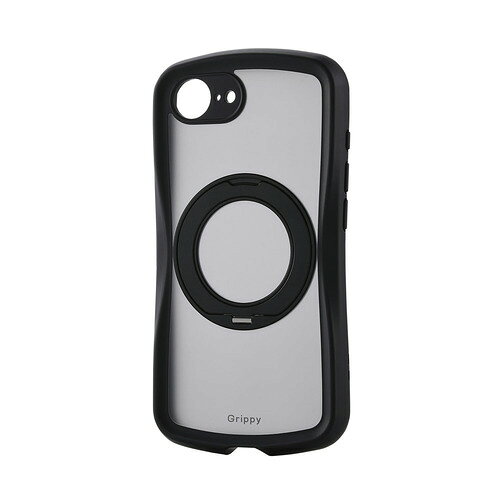 エレコム PM-A25SGRSTKMBK iPhone 17e/16e ケース ハイブリッド カバー 衝撃吸収 MAGKEEP 磁力吸着ワイヤレス充電対応 回転式スタンド付 Grippy ブラック ●磁力装着タイプのワイヤレス充電器に対応し...