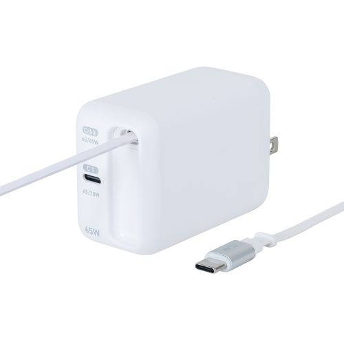 ナカバヤシ JYU-ACR0165W Type-C巻取りケーブル付 充電器 USB PD65W対応 Type-Cポートx1搭載 ホワイト発売日：2025年12月中旬●シュッと収納、ピタッと固定！巻き取り式Type-Cケーブル内蔵　PD65W...