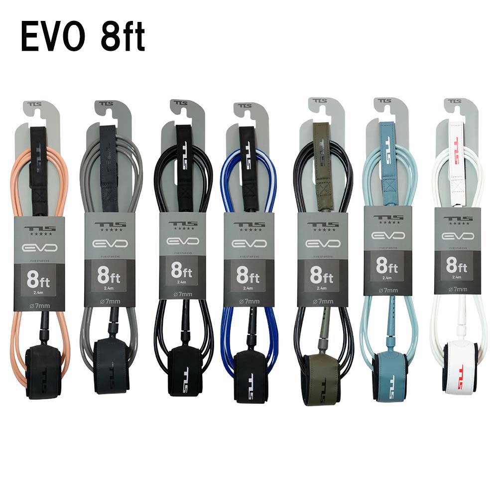 【 TLS FIVESTAR EVO SERIES 】 毎日のサーフィンを安全に、そして快適に楽しむために開発されたTLSリーシュコード「FIVESTAR（ファイブスター）」の進化版【EVO（エヴォ）】シリーズ。 ■ サイズ LENGH：8...