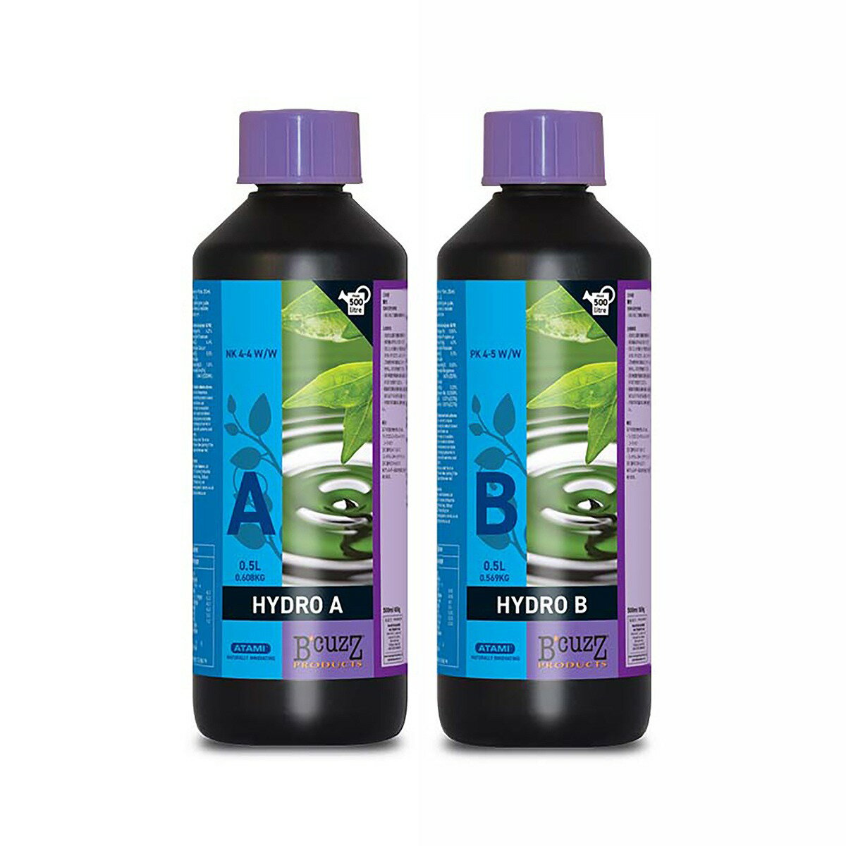 B'cuzz Hydro A&Bは、丈夫で健康な植物へ成長するために必要な栄養素が含まれており、植物の一生を通して使用可能な肥料です。水耕栽培では、より多くの栄養素を必要とします。そのため、Hydro A&Bは肥料濃度が濃くなっており、養液...