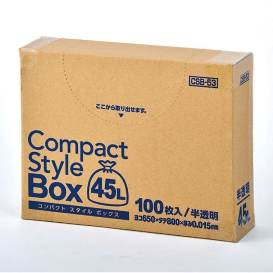 45Lのペールに適したポリ袋(ゴミ袋)です。 高密度ポリエチレンなので引張り強度に優れています。 袋が1/16に折りたたまれた100枚BOX入りなのでちょっとしたスペースを有効活用することができます。 非食品用です。