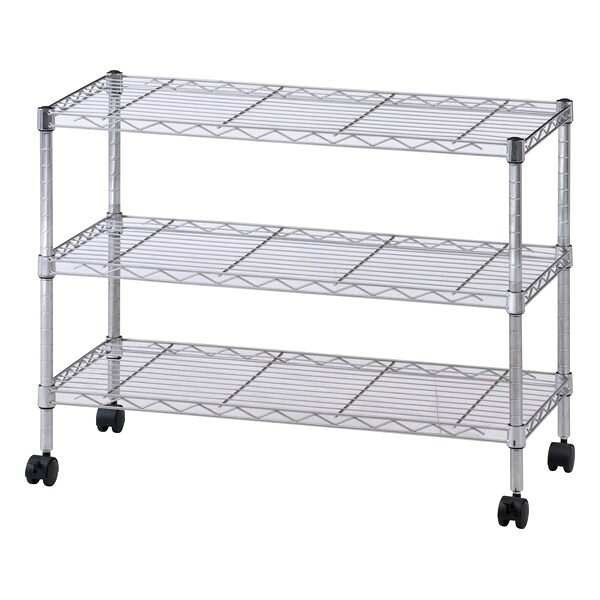 組立品■幅75×奥行35×高さ58cm■耐荷重(全体)：40kg■耐荷重(天板)：22kg■耐荷重(棚板)：20kg■パイプ直径：19mm■構造部材:金属(鋼) /表面加工:めっき(クロム) /キャスター:PP(ポリプロピレン)■スチール