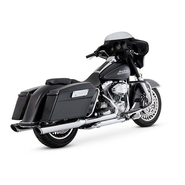 バガースタイルにマッチする4インチラウンド形状。サドルバッグエクステンション装着車両へも取付が可能です。エンド部分は2重のスラッシュカットデザインとして高級感を高めています。フルカバーヒートシールド仕様でマフラー焼けが無く、美しいクロームメ...
