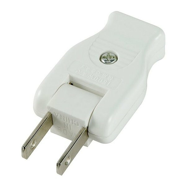 ●取り換え部品●180°回転プラグ■平形コード用■定格：125V 15A■カラー：ホワイト■適合電線 ・VFF 0.75mm^2(700W) ・VFF 1.25mm^2(1200W) ・VFF 2.00mm^2(1500W)