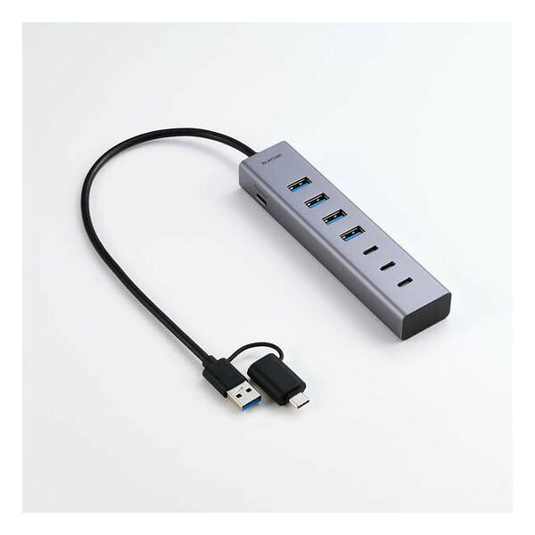 ●USB-Aポート×4、USB Type-Cポート×3を搭載 マウスやキーボード、USBメモリなどをこの1台にまとめて接続できます。●USB-AプラグをUSB Type-Cプラグに変換するアダプター付き●セルフパワー・バスパワー共用タイプ ...