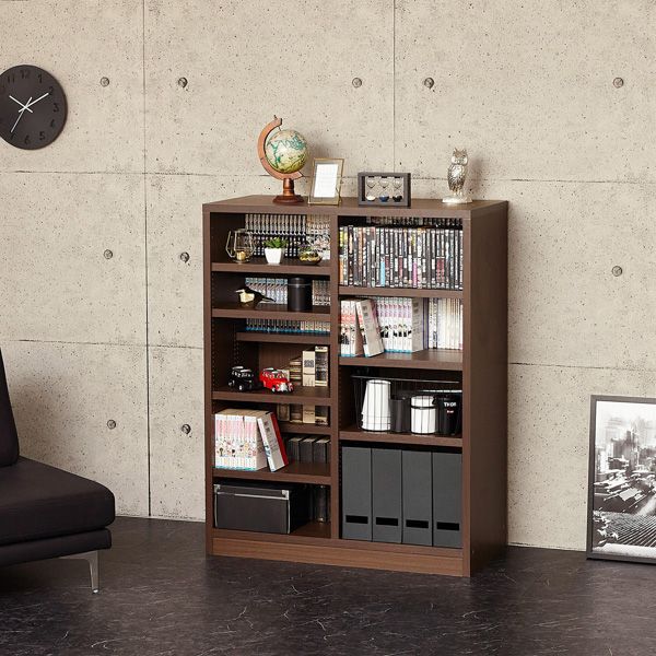 【送料無料】国産ダブル棚板本棚 約幅90cm ブラウン 組立式【代引不可】 | Sizeee