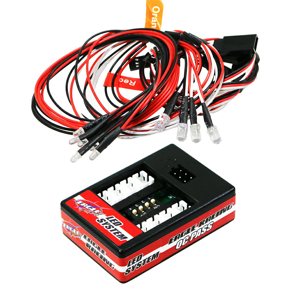 RCカーの操作(前進・後進・ブレーキ・右折・左折など・・）に合わせてLEDを発光させるLEDシステム(LED-01)の基本的な点灯パターンに加え、フラッシュとハザード機能が追加され、さらに多彩なライトアクションを実現します。オプションのLE...