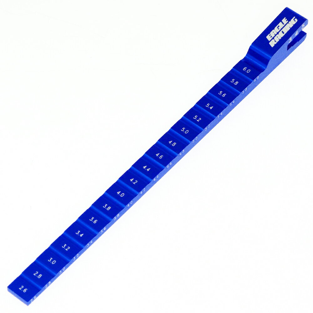 ダイレクトドライブカー用(2.6~6.0mm/0.2step) 合計3つのファンクション付便利なハイトゲージです。0.2mmステップの精密な測定が可能！1．ライドハイトゲージ、2．ターンバックルレンチ3／4／5mm、3．簡易定規