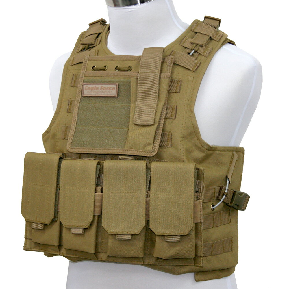 米軍・米特殊部隊モデルを模したタクティカルベストです。多数のマガジンポーチやユーティリティーポーチを備えた重厚なデザインです。多目的ポーチ付属。サバゲーで大活躍。