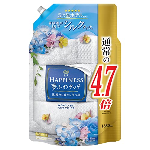 ブルー/詰め替え 1880mL/-・パッケージ個数:1・5つ星ホテル推奨！レノアハピネス夢ふわタッチで香りも肌ざわりも5つ星。大改良したレノアハピネス夢ふわタッチでおうちにいながら5つ星ホテルのような夢ふわ体験を。・特徴は「極上*の香り」と...