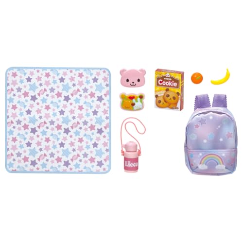(C) TOMY・電池は使用しません。商品紹介 ゆめかわ色のかわいいリュックとお弁当、水筒、おかし、レジャーシートのついたピクニックセットです。 くまちゃんのかわいいお弁当、水筒、お菓子に、ミカン、バナナ、などはリュックサックにしまえます。...