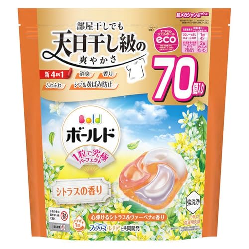 オレンジ/-/-・パッケージ個数:1・内容量：70個商品紹介 商品名 P&G ボールドジェルボール 4D 心弾けるシトラス&ヴァーベナの香り つめかえ 詰め替え 詰替 超メガジャンボサイズ 70個入 内容量 70個入 商品詳細 柔軟剤効果 ...