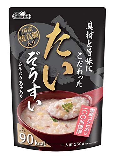 パッケージ個数:4・原材料:精白米(国産)、鶏卵、真鯛エキス・内容量:250g×4・カロリー:90kcal・商品サイズ(高さx奥行x幅):18cm×5.5cm×12cm商品紹介 国産焼真鯛を使用し、香りと風味にこだわりました。香ばしく、鯛本...