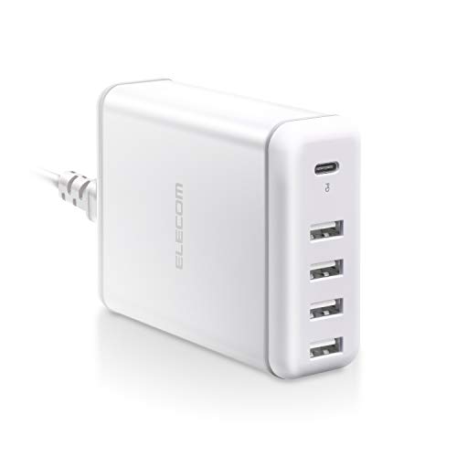 1)充電器単体ホワイト/2)USB-C×1+A×4/EC-ACD02WH・Color:ホワイトSize:2)USB-C×1+A×4Style:1)充電器単体・パッケージ個数:1・4つのUSB Aポートと、1つのType-C(USB-C)ポー...