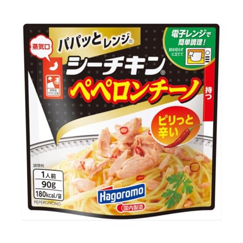 FlavorName:シーチキンペペロンチーノ・パッケージ個数:1・レンジ対応パウチ商品紹介 シーチキンを使用したパスタソース。シーチキンの旨味にフライドガーリック、輪切り唐辛子を加えた具材感のあるペペロンチーノ用パスタソースです。 レンジ...