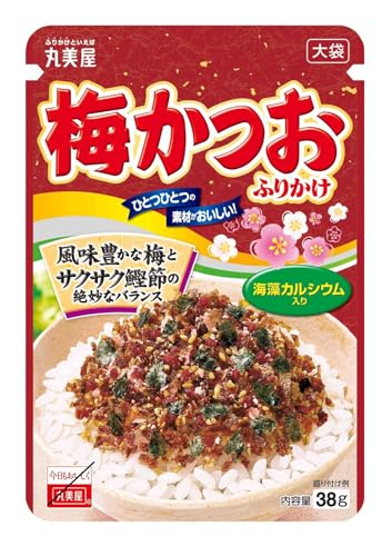 原材料:鰹削り節（国内製造）、いりごま、砂糖、乳糖、食塩、梅肉、デキストリン、のり、醤油、オリゴ糖、でん粉、加工油脂、梅酢、みりん、エキス（鰹節、酵母）、しそ粉末、海藻カルシウム、パーム油、植物性たん白、還元水あめ／調味料（アミノ酸等）、加...