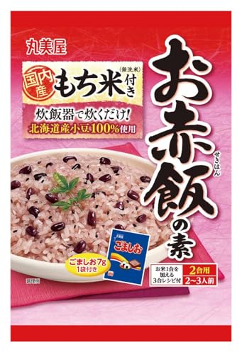 原材料：［無洗米］もち米（国産）｜ ［赤飯の素］小豆、砂糖、小豆抽出液、食塩／乳酸カルシウム、重曹｜ ［ごましお］いりごま、食塩、でん粉、海藻カルシウム／調味料（アミノ酸等）、（一部にごまを含む）・商品サイズ(高さx奥行x幅):21cm×7...