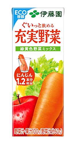 -/200ミリリットル (x 24)/61128・Size:200ミリリットル (x 24)・パッケージ個数:1・内容量:200ml×24本・容器:紙パック・にんじんを主体とする20種類の野菜と5種類の果実を使用した野菜・果実混合飲料です。...