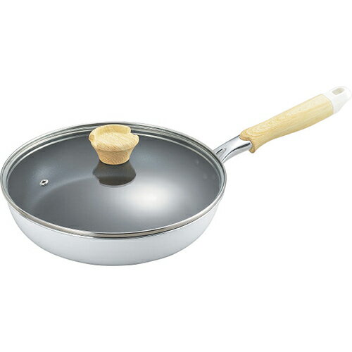 ↑↑↑正確な在庫状況は上記バナー「在庫状況を確認する」をクリックして頂き、必ずご確認ください。&nbsp;&nbsp;■深さ＝約5．4cm■ガスコンロ可、100・200V電磁調理器対応ホワイトカラーと木柄風の取っ手がキッチンに馴染みます。軽...