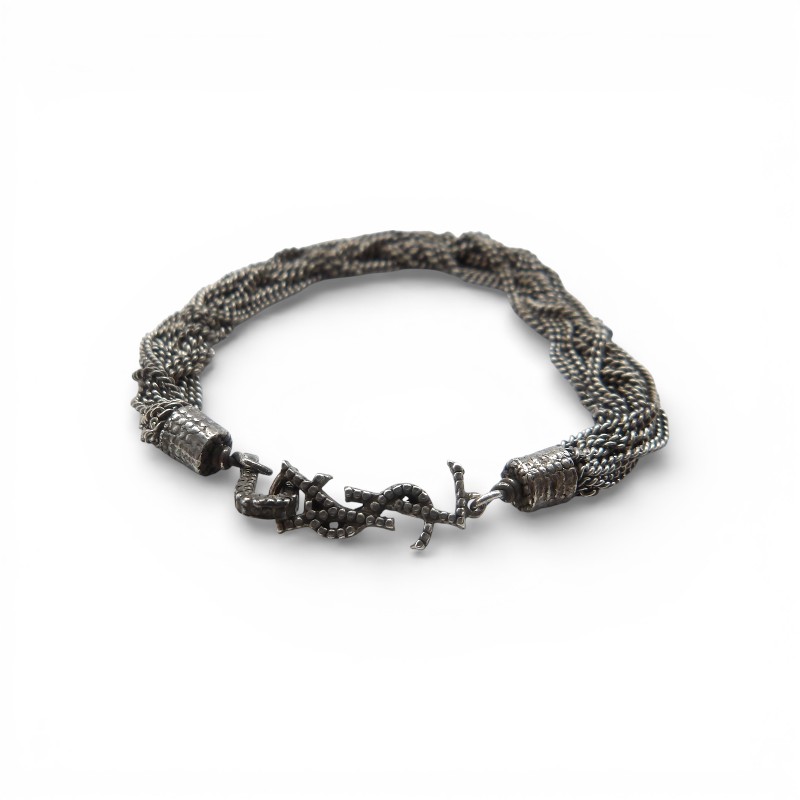 商品詳細イブサンローラン ツイスト チェーン ブレスレット アクセサリー■ブランド：YVESSAINTLAURENT■品番：全体的にくすみがございます。の他特記すべき傷、汚れなどありません。■カラー：シルバー■参考価格：-■付属品：袋■状態...