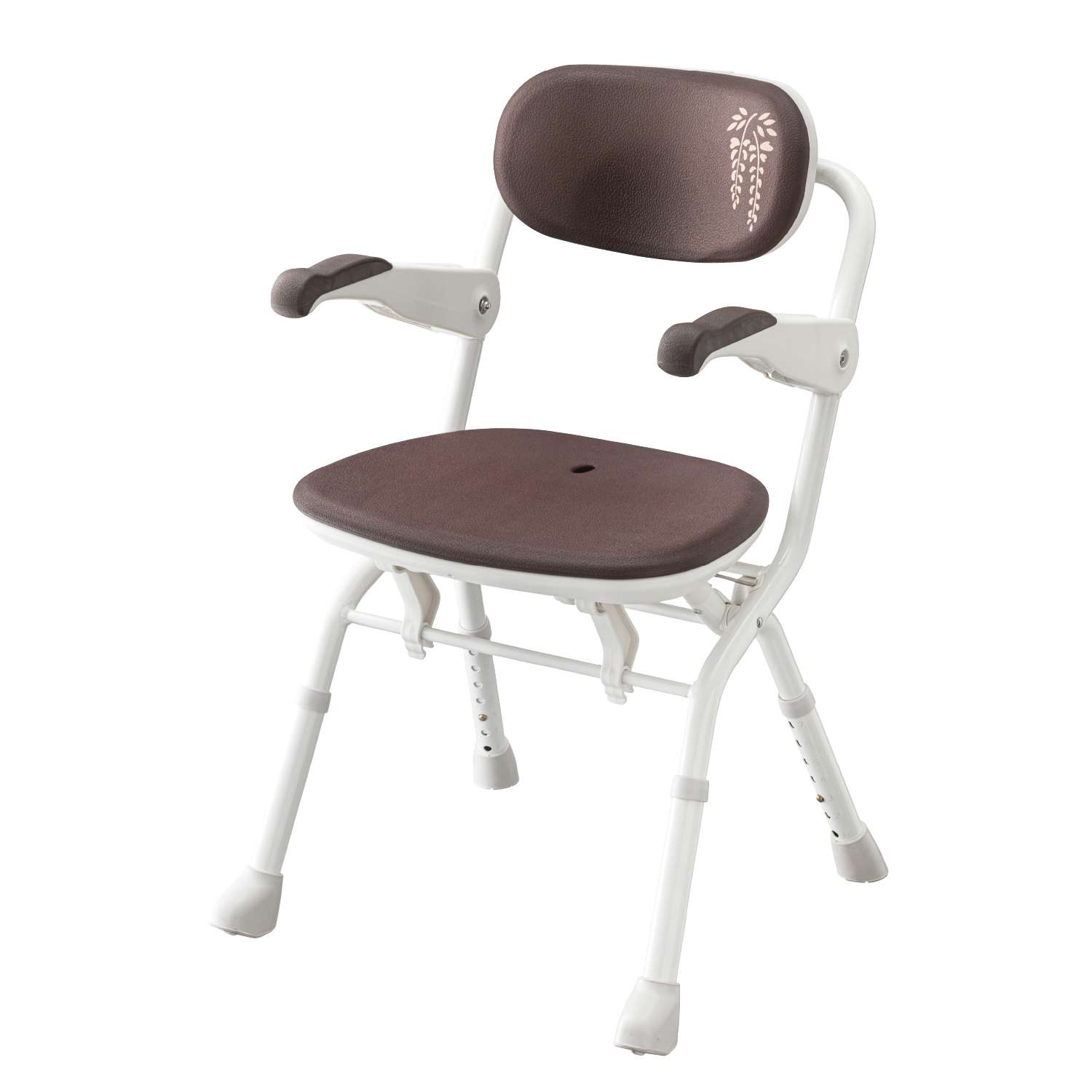 商品の仕様 ●サイズ／幅46×奥行48〜53×高さ71〜83cm、折りたたみ時：奥行16×高さ83.5〜96.5cm、座面：幅42×奥行33cm、座面高：36〜48cm、肘掛内寸：37cm ●重さ／約4.8kg ●材質／座面・背もたれ：ポリ...