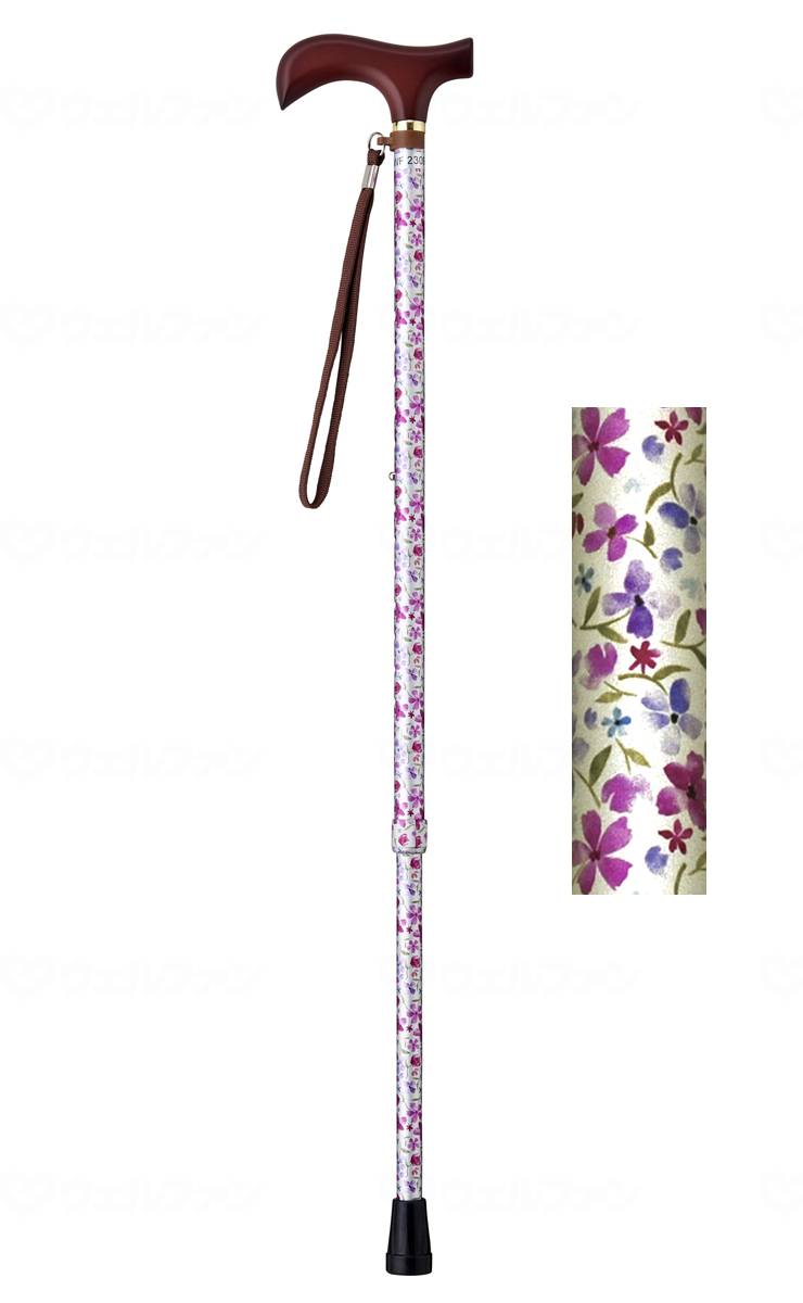 重量：280g 材質：握り＝木製、支柱＝アルミ サイズ：グリップ幅12.3cm、グリップ高さ64〜90cm（2cmピッチ）、パイプ径（手元19mm／杖先16mm） 特徴 伸縮型・スリムタイプ 「あなたのお出かけを、やさしくおしゃれに支えます」