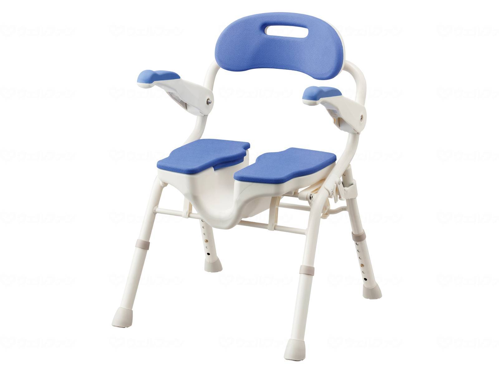 商品の仕様 ●サイズ／幅46×奥行45〜53×高さ64〜74cm、折りたたみ時：奥行19×高さ78〜89cm、座面：幅36×奥行30cm、座面高：33〜43cm（6段階／2cm）、U字溝：幅狭部4.5cm・幅広部（前）9・（後）10cm ●...