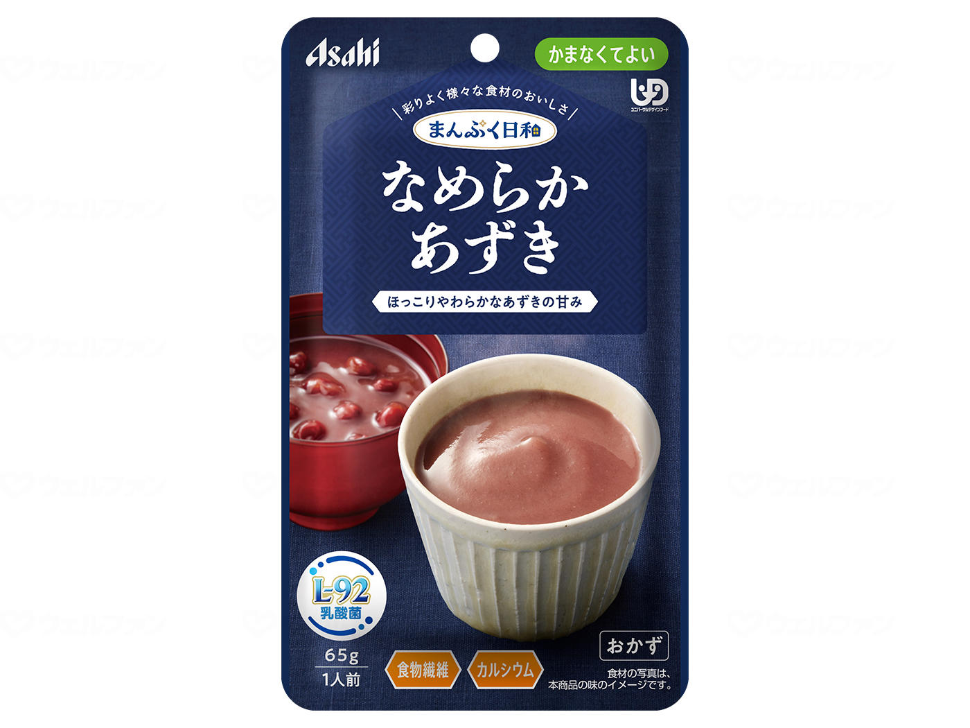 商品の仕様 ●原材料／こしあん（砂糖、あずき、米粉）（国内製造）、砂糖、水溶性食物繊維、食塩、殺菌乳酸菌粉末／増粘剤（加工デンプン）、炭酸Ca、ゲル化剤（増粘多糖類）、乳化剤、香料 ●栄養成分／（1袋当たり）エネルギー63kcal、たんぱく...