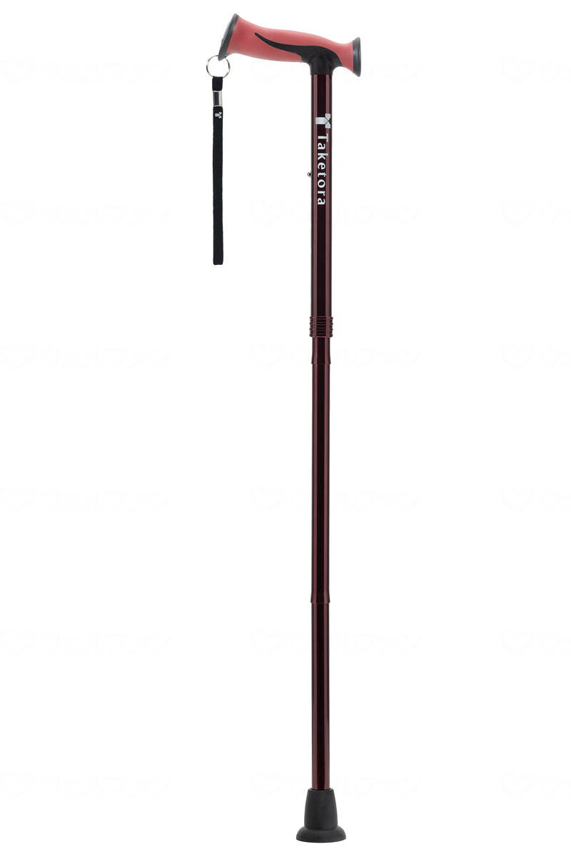 商品の仕様 ●サイズ／長さ80.5〜93cm（6段階）、グリップ長さ：14.5cm、ゴムチップ底径：5cm ●パイプ径／上部：2.2cm、下部：1.9cm ●重さ／400g ●材質／本体：アルミ、グリップ：PP・TPR、ストラップ：ポリエス...