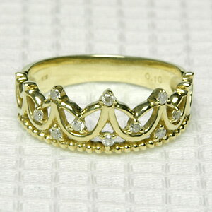 【主な仕様】 サイズ 　 　 [最大幅]約7.4mm [腕の最大幅］約3.1mm [厚み]上部約2.0mm、下部約1.0mm [重量]約3.20g ※ルース含む 素材 　 　 [地金]K18 [中石]天然ダイヤモンド　10石 [石目]0.1...