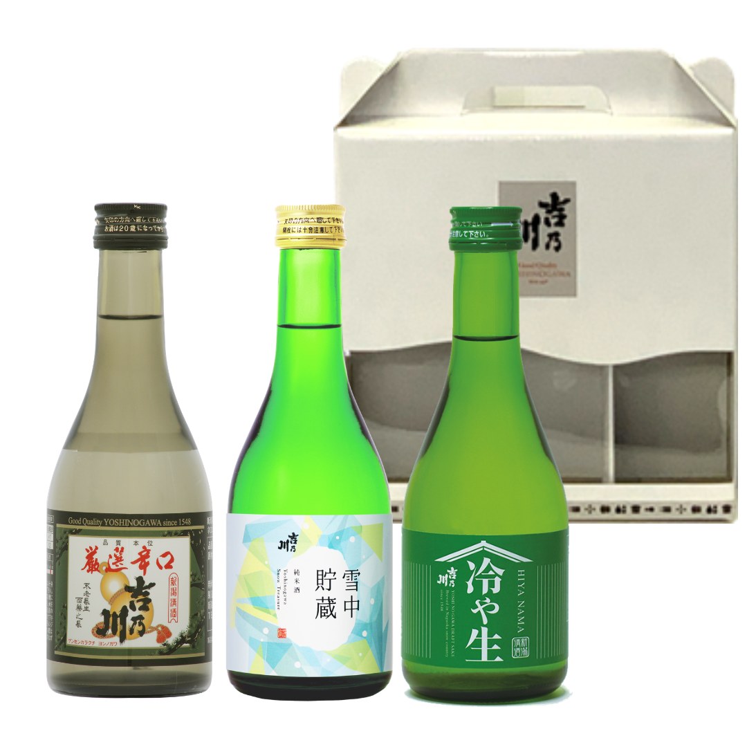 暑い季節にぴったりの、涼やかな飲み比べ。 吉乃川の夏限定酒「雪中貯蔵 純米」をはじめキレの良い「厳選辛口」爽やかな「冷や生」を詰め合わせました。 冷やして美味しい3タイプを飲み切りサイズの300mlでご用意。 軽やかな味わいで、晩酌にも食中...