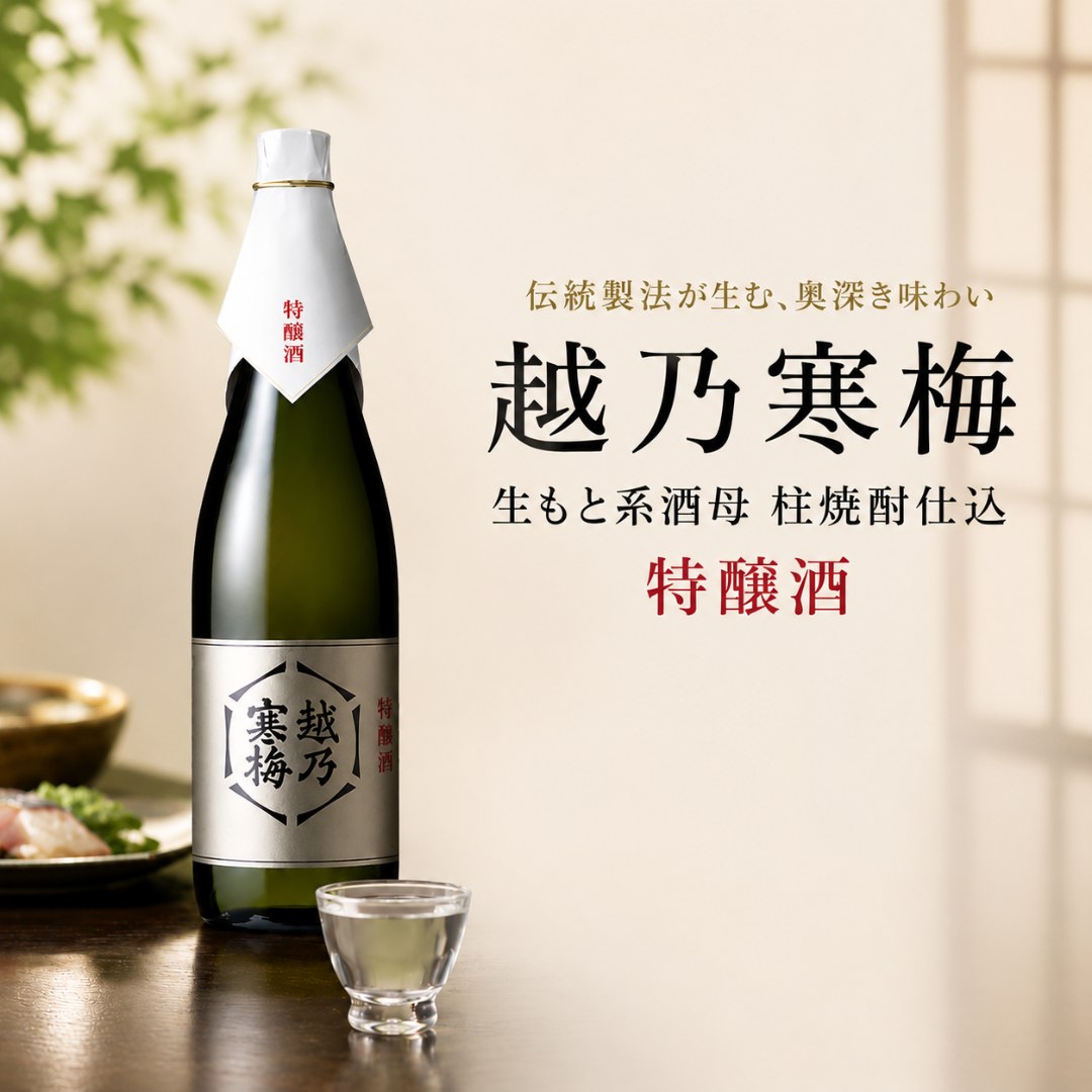 越乃寒梅 生もと系酒母柱焼酎仕込 特醸酒 720ml 越乃寒梅が挑んだ、伝統製法から生まれた特別な一本。 越乃寒梅の故郷、新潟市亀田郷大江山地区の恵みを活かし原料米から自家製柱焼酎まで地元産にこだわって醸した限定酒です。 「生もと系酒母」と...