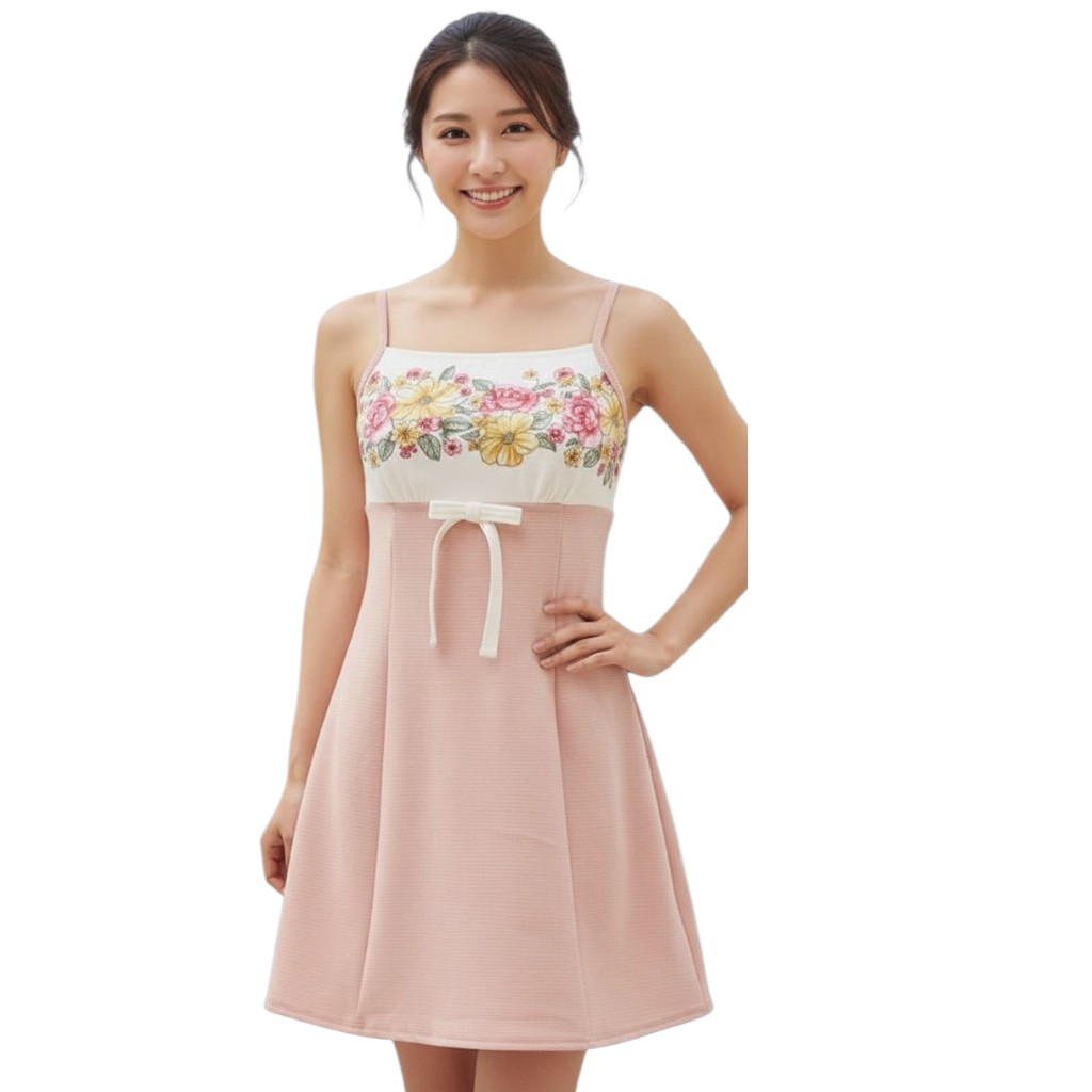 フェミニンなサーモンピンクのAライン水着！ シックで大人っぽいピンクを選びました（＾＾）/ 大人可愛い優しいお色♪ スタイルがよく見えるAライン水着 Aライン水着は不思議と太ももが細く見えます。 張りのあるサーモンピンクのギンガムチェックと...