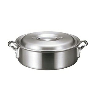 商品の仕様●外寸(mm)：φ355 ●内寸(mm)：φ330 深さ：110●重量:2.8kg●容量:9.5L●板厚/厚み：3.0●材質：アルミ ■● 見た目も滑らかなきめ細かい光沢のある表面研磨仕上げのプロモデルです。● 蓋のツマミは、熱く...