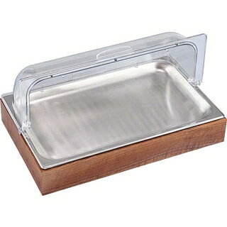 商品の仕様●外寸(mm)：540×335×H250 ●材質：本体：ウォールナット(ウレタン塗装) カバー・中皿：ポリカーボネイト トレイ：D7ステンレス(18Cr-3Ni-2.5Cu) ■● 電気を使わないアイスディスプレイセットです。デザ...