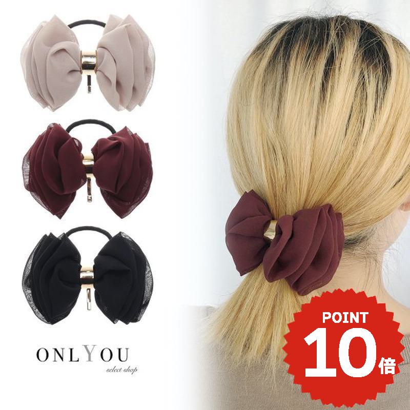 素材：ポリエステル・合金 サイズ：縦約7cm×横約10cm フック部分: 縦約3cm×横約0.3cm ・ヘアゴムとのセット品となります 関連ワード ヘアアクセ 髪留め 髪止め バンス ヘアクリップ ヘアピン ヘアゴム バレッタ 服飾品 服飾...