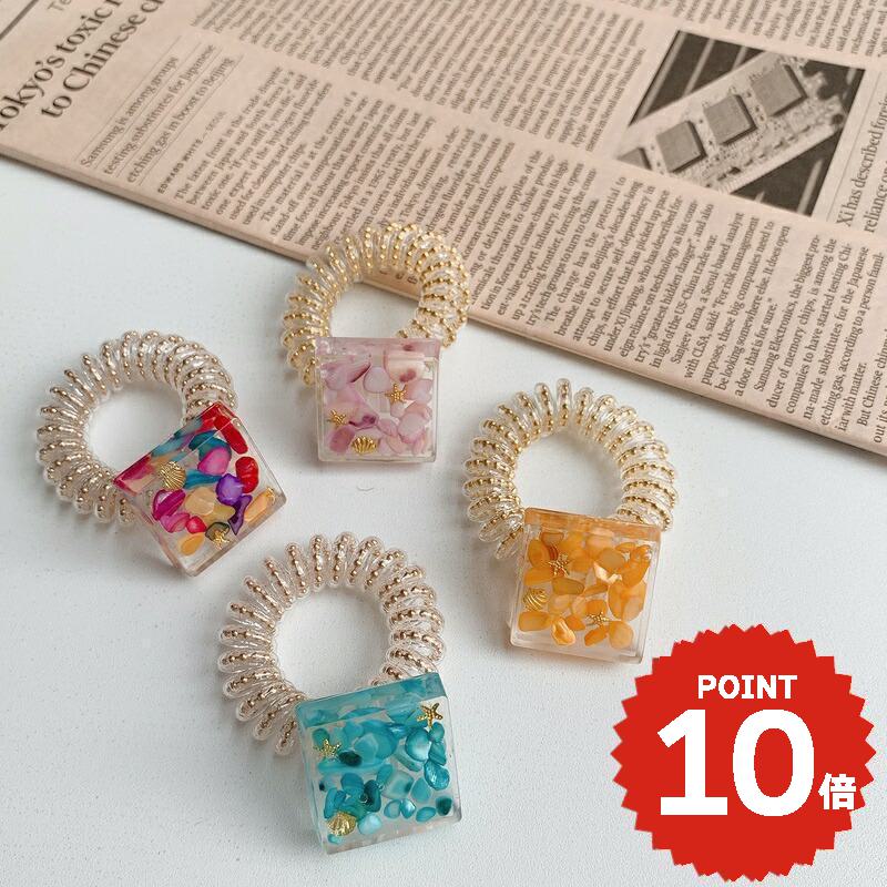 ヘアゴムサイズ：直径約4cm モチーフサイズ：直径約2.5cm 素材：アクリル樹脂 商品画像はお客様のディスプレイ環境、設定及びブラウザにより、実物と多少異なる場合がございます。 関連ワード ヘアアクセ 髪留め 髪止め バンス ヘアクリップ...