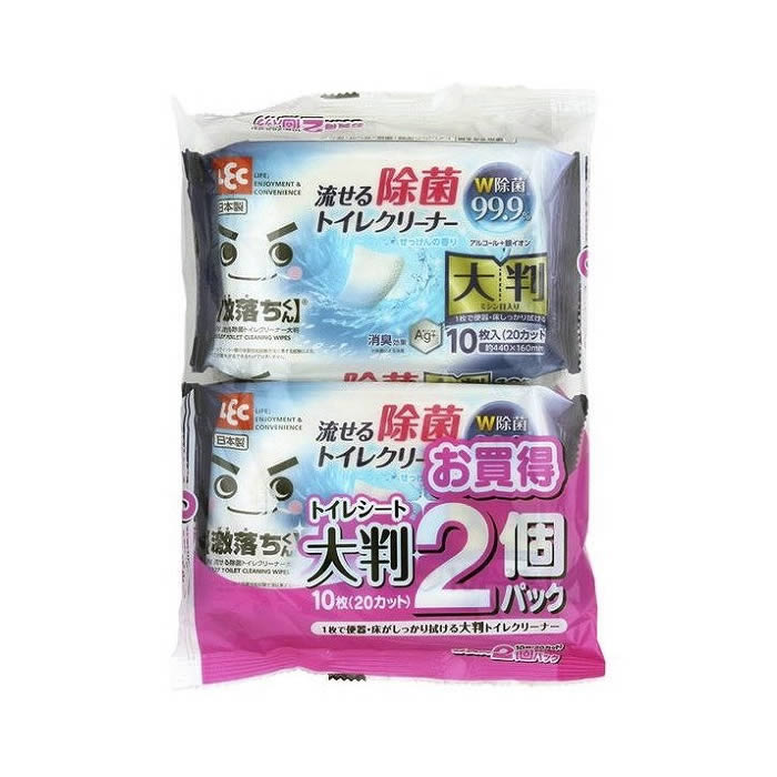大判サイズで使いやすい、流せる除菌トイレクリーナー W除菌でトイレの菌にも効果的2個パックそのまま流せる商品詳細 商品名トイレクリーナー 激落ちくん 2個パック 流せる除菌トイレクリーナー 大判10枚入り ポイント大判サイズで使いやすい、流...
