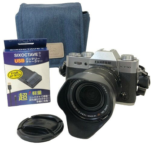 商品名： ◇ 富士フイルム ミラーレス一眼カメラ X-T30 ズームレンズ XF18-55mmF2.8-4 R LM OIS バッテリーチャージャー SIXOCTAVE シックスオクターブ FUJIFILM用互換USB充電器 セット 状態：...
