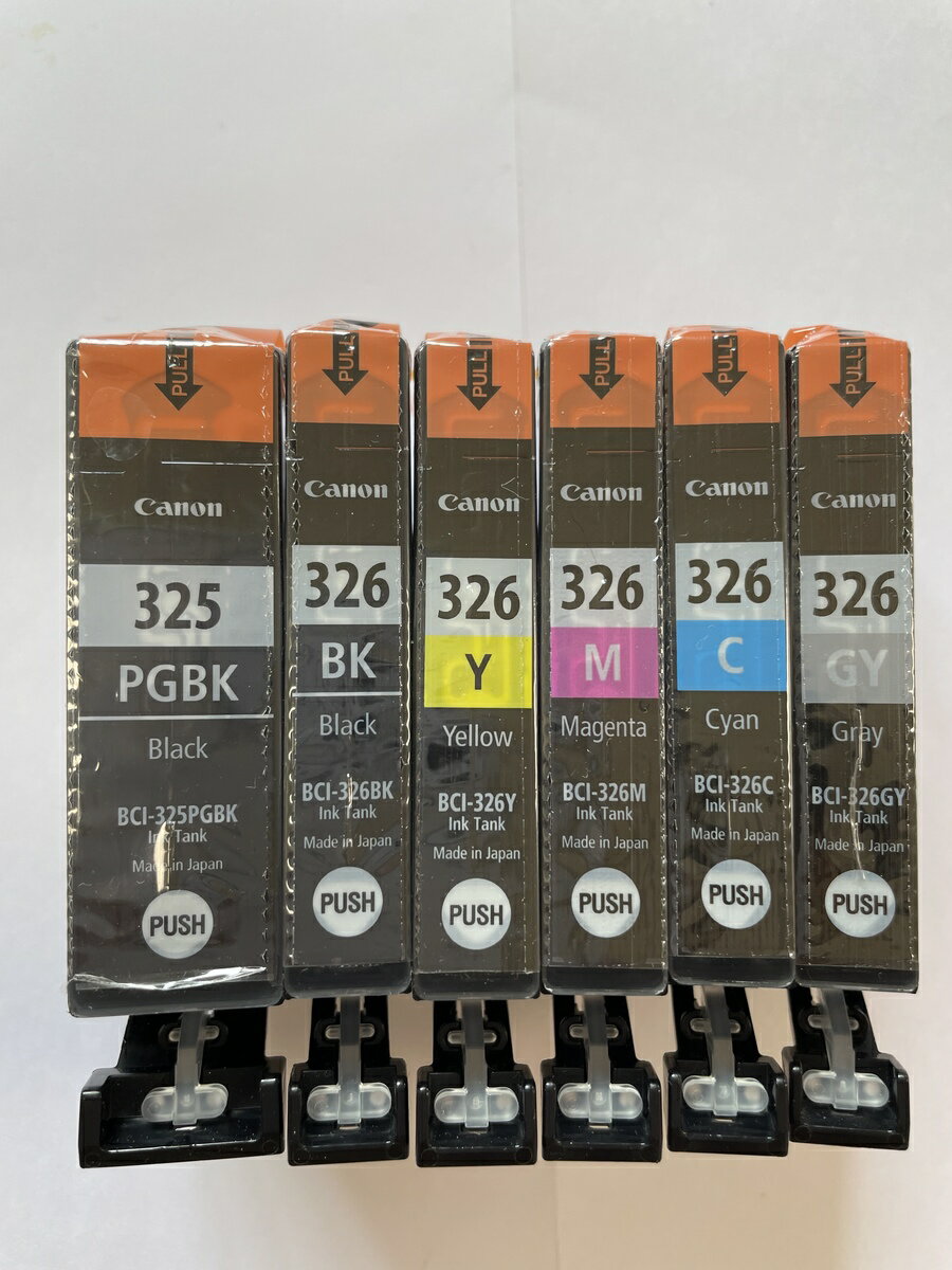 ◯CANON 純正 インクカートリッジ BCI−325/326 6MP　6色パック　(BK/Y/M/C/GY/PGBK)　です。 ◯外箱なしのためアウトレット品となりますが、内袋は未開封です。 ◯内袋のみのため、推奨使用期限は不明となります...